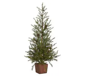 NEARLY NATURAL 3' Artificial Christmas Tree In Wood Planter By - One-color