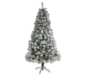 NEARLY NATURAL 6' Flocked Artificial Christmas Tree By - One-color