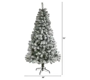 NEARLY NATURAL 6' Flocked Artificial Christmas Tree By