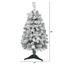 NEARLY NATURAL 3' Flocked Artificial Christmas Tree By