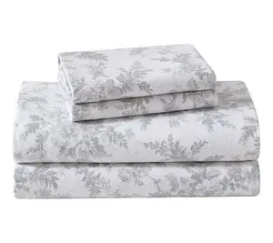 Laura Ashley Vanessa Grey Queen Flannel Sheet S Et - One-color