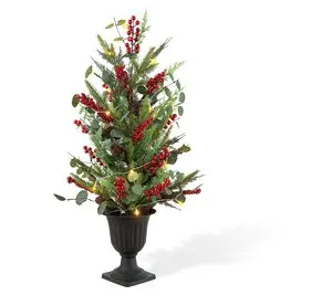 GLITZHOME 36 Led Lighted Christmas Pine Porchtree With Timer - One-color