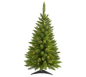 NEARLY NATURAL 3' Pine Christmas Tree With 50 Lights By - One-color