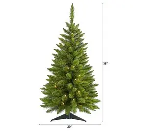 NEARLY NATURAL 3' Pine Christmas Tree With 50 Lights By
