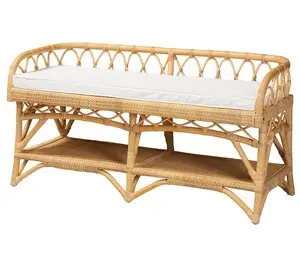 BALI & PARI Leryn Natural Brown Rattan Bench - One-color
