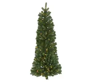 NEARLY NATURAL 4' Flat Back Christmas Tree With 50 Lights N Early Natural - One-color