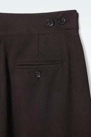 Cos Pleated Wool-blend Tapered Pants - Brown