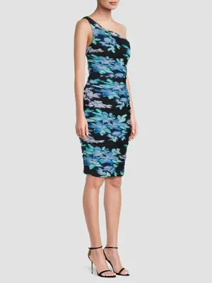 UNGARO Rosemary Floral Ruched One-shoulder Dress
