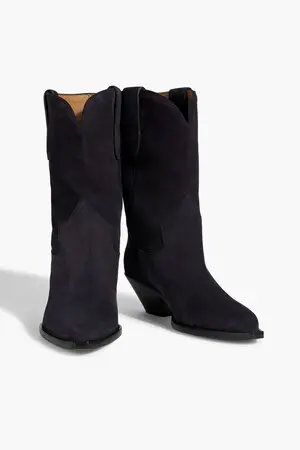 Isabel Marant Étoile Dahope Suede Cowboy Boots - Midnight Blue