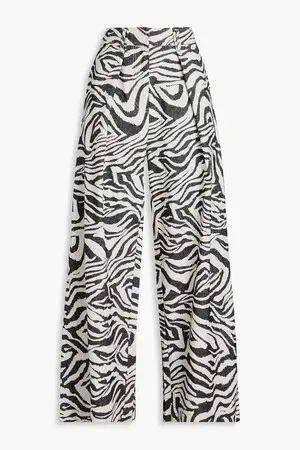 Ulla Johnson Cai Pleated Zebra-print Wide-leg Pants - Animal Print