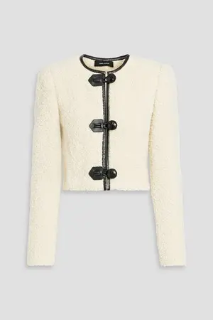 Isabel Marant Gradilia Cropped Leather-trimmed Wool-blend Bouclé Jacket - Ecru