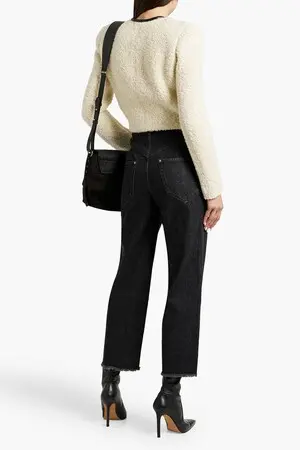 Isabel Marant Gradilia Cropped Leather-trimmed Wool-blend Bouclé Jacket - Ecru