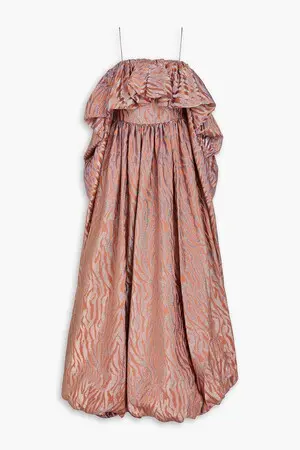 Ulla Johnson Ulla Johnson Amyris Ruffled Metallic Jacquard Gown - Copper