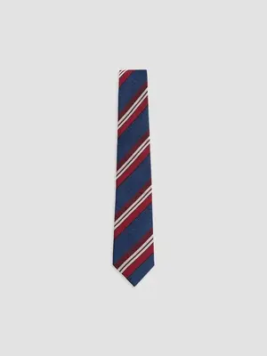 Valentino Garavani Valentie Striped Silk Tie - Blue Maroon