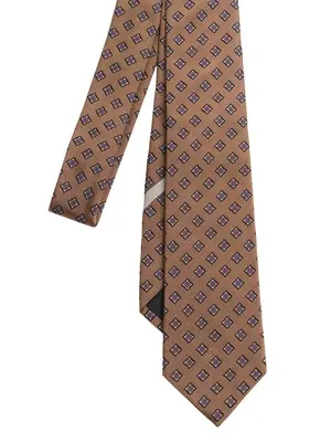 Valentino Garavani Valentie Micro-check Silk Tie - Beige Black