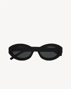 Saint Laurent Oval Acetate Sunglasses - Black And Light Gold