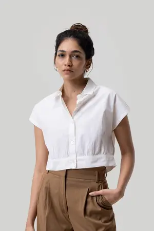 REISTOR Oversized Crop Shirt - White