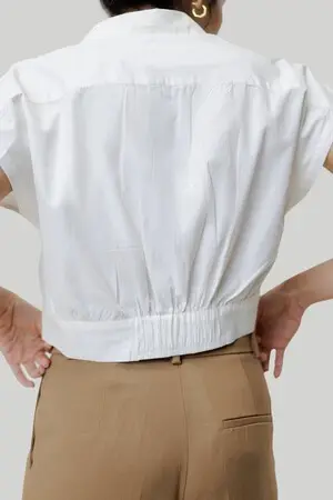 REISTOR Oversized Crop Shirt - White