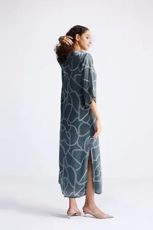 REISTOR Maxi Slip Dress With Side Slits - Stripe