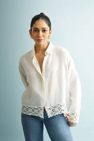 REISTOR Button-down Shirt With Lace Detail