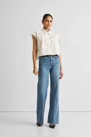 REISTOR Oversized Embroidered Panel Crop Top - Red