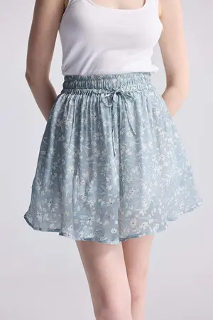 REISTOR Drawstring Short Skirt - Floral