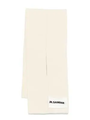 JIL SANDER Logo-patch Scarf - White