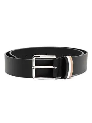 BOSS Logo-engraved Leather Belt - Black