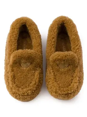 Prada Shearling Loafers - Brown