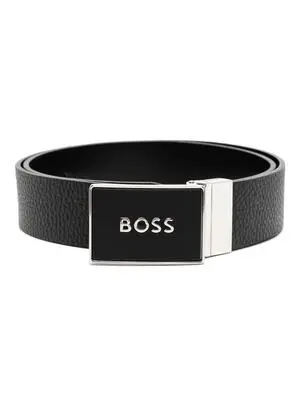 BOSS Logo-lettering Leather Belt - Black