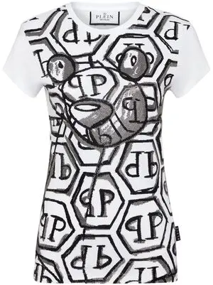 Philipp Plein Teddy Bear-embellished T-shirt - White