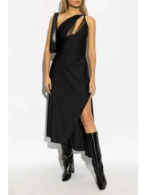 Coperni Lace-trim Asymmetric Dress - Black