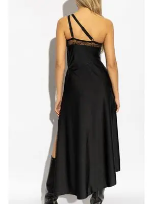 Coperni Lace-trim Asymmetric Dress - Black