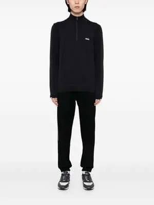 BOSS Logo-print High-neck Jumper - Blue