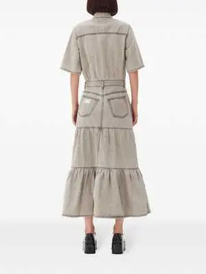 GANNI Tiered Denim Maxi Dress