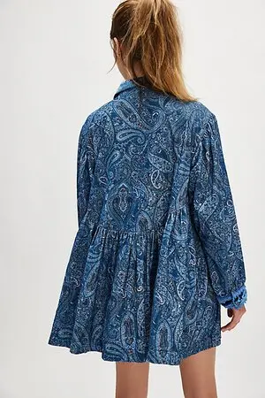 lucille corduroy mini dress Free People Lucille Corduroy Mini Dress In Deep Blue Combo - 29% Off