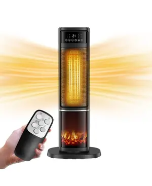 SUGIFT 1500w Oscillating Ceramic Tower Electric Space Heater With Remote Control - Black