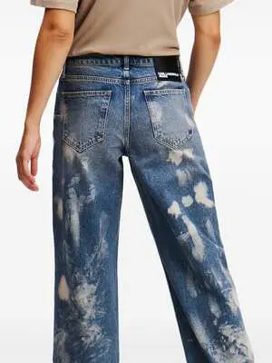 Karl Lagerfeld Bleached Wide-leg Jeans