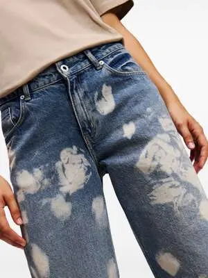 Karl Lagerfeld Bleached Wide-leg Jeans