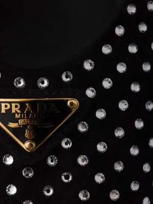 Prada Crystal-embellished Ballerina Shoes - Black