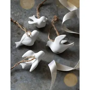 THE WHITE COMPANY Dove-shaped Porcelain Christmas Decorations Set Of Four - White