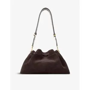 JIMMY CHOO Cinch Medium Suede Shoulder Bag - Coffee/gold