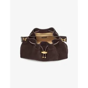 JIMMY CHOO Cinch Medium Suede Shoulder Bag - Coffee/gold