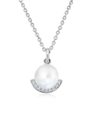 CRISLU Pearl Necklace In - Silver