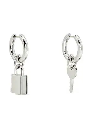 Marc Jacobs Friendship Padlock Hoop Earrings - Silver