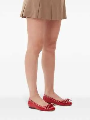 GANNI Eyelet Ballerina Shoes - Red