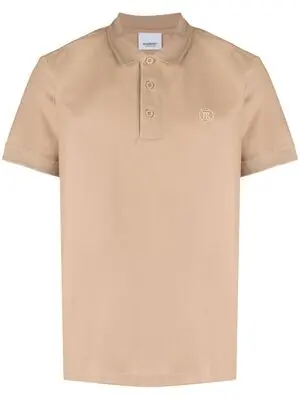 Burberry Embroidered-logo Cotton Polo Shirt - Neutrals