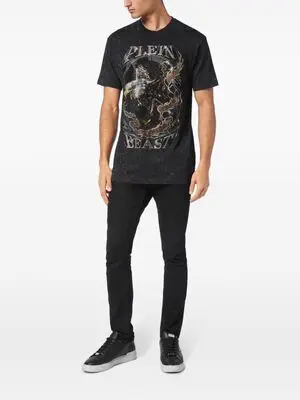 Philipp Plein Rhinestone-embellished Cotton T-shirt - Black