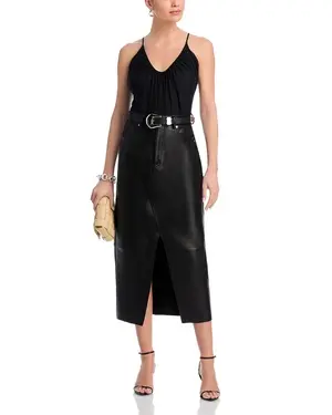 L'Agence Gelina Ruched Bodysuit - Black