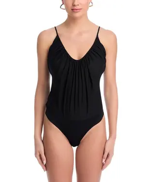 L'Agence Gelina Ruched Bodysuit - Black